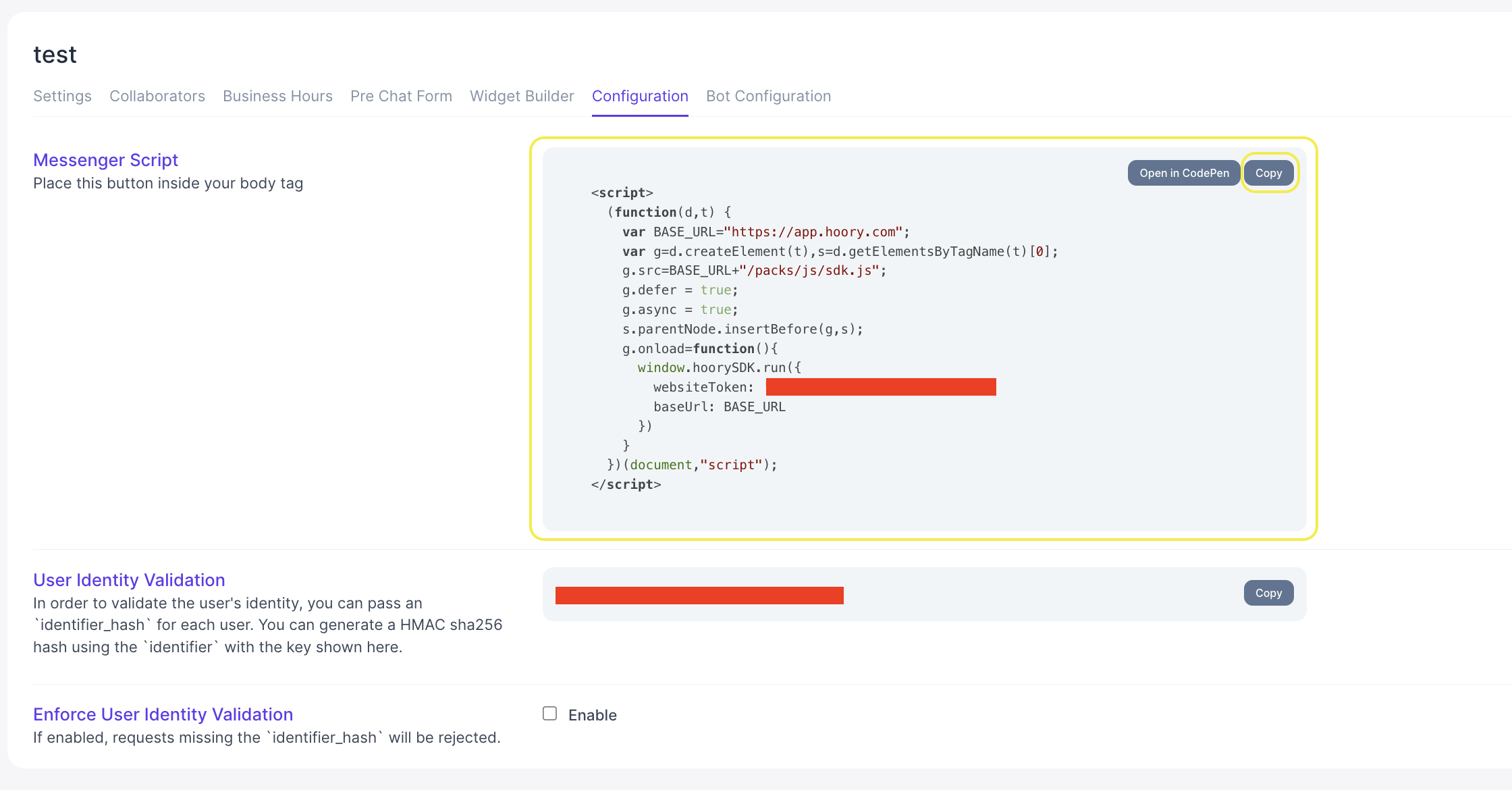 Setting Up Widget - Hoory